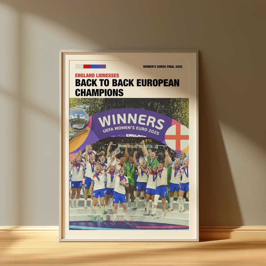 Lionesses Euro Final Poster, Women's Football Poster, England Art Print ...