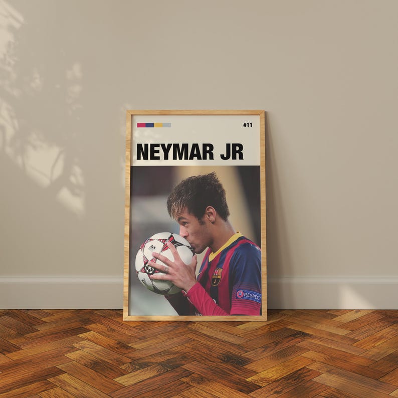 Neymar Jr Poster Barcelona Football Wall Art Football Fan Gift Brazil ...