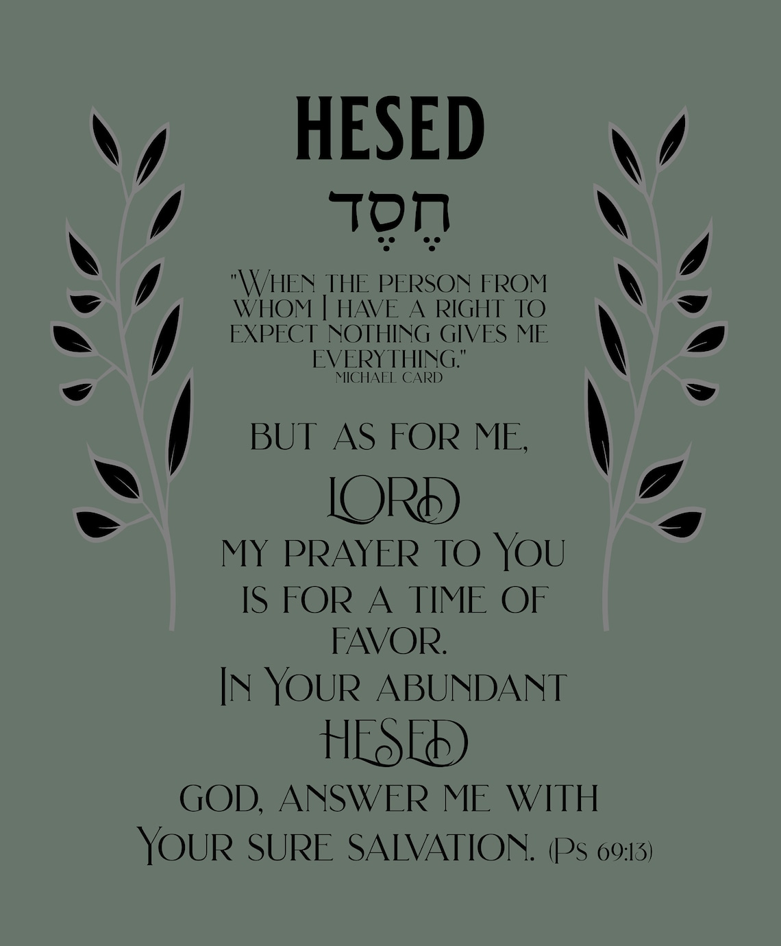 HESED Meaning and Verse, Green Background, Digital Wall Art, Scripture ...