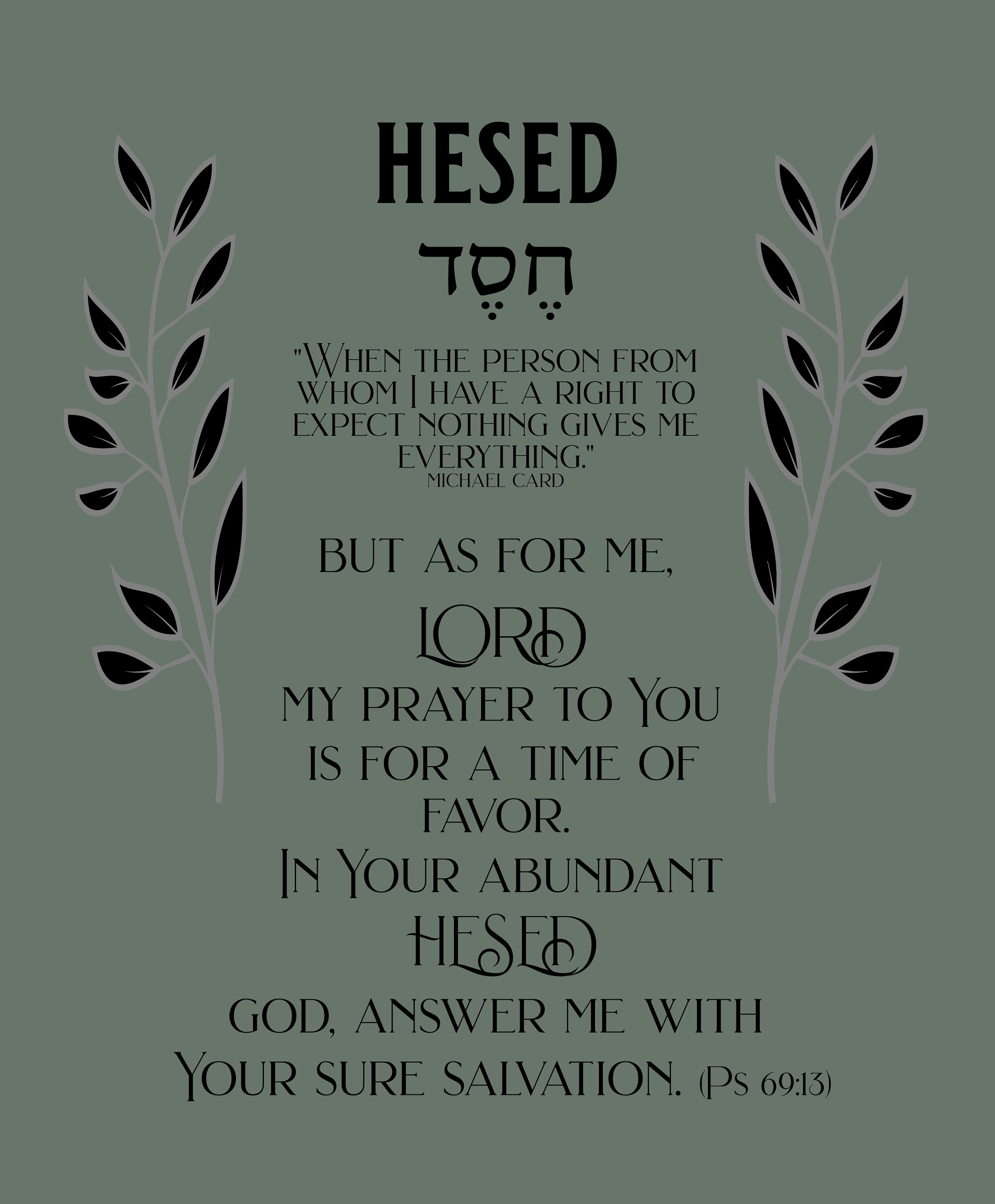 HESED Meaning and Verse, Green Background, Digital Wall Art, Scripture ...
