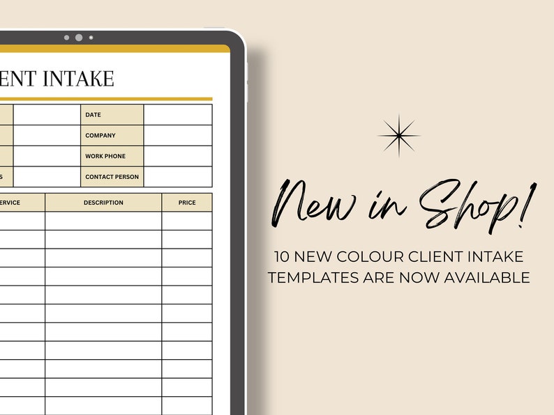 Client Intake Form Client Service Form Printable Client - Etsy