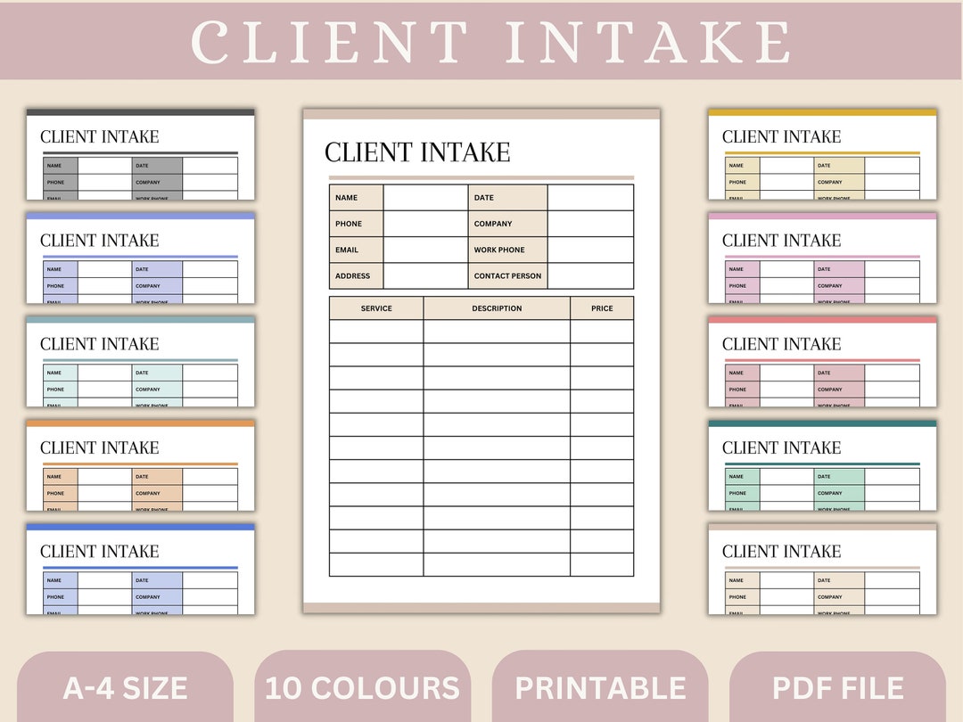 Client Intake Form Client Service Form Printable Client - Etsy