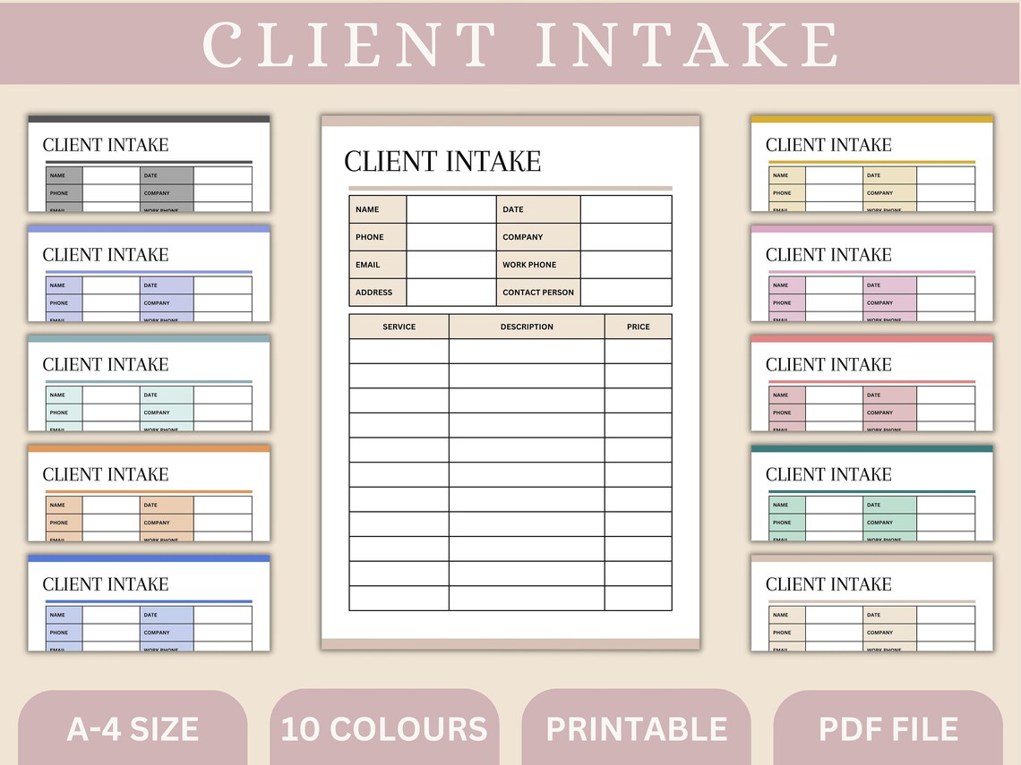 Client Intake Form Client Service Form Printable Client - Etsy