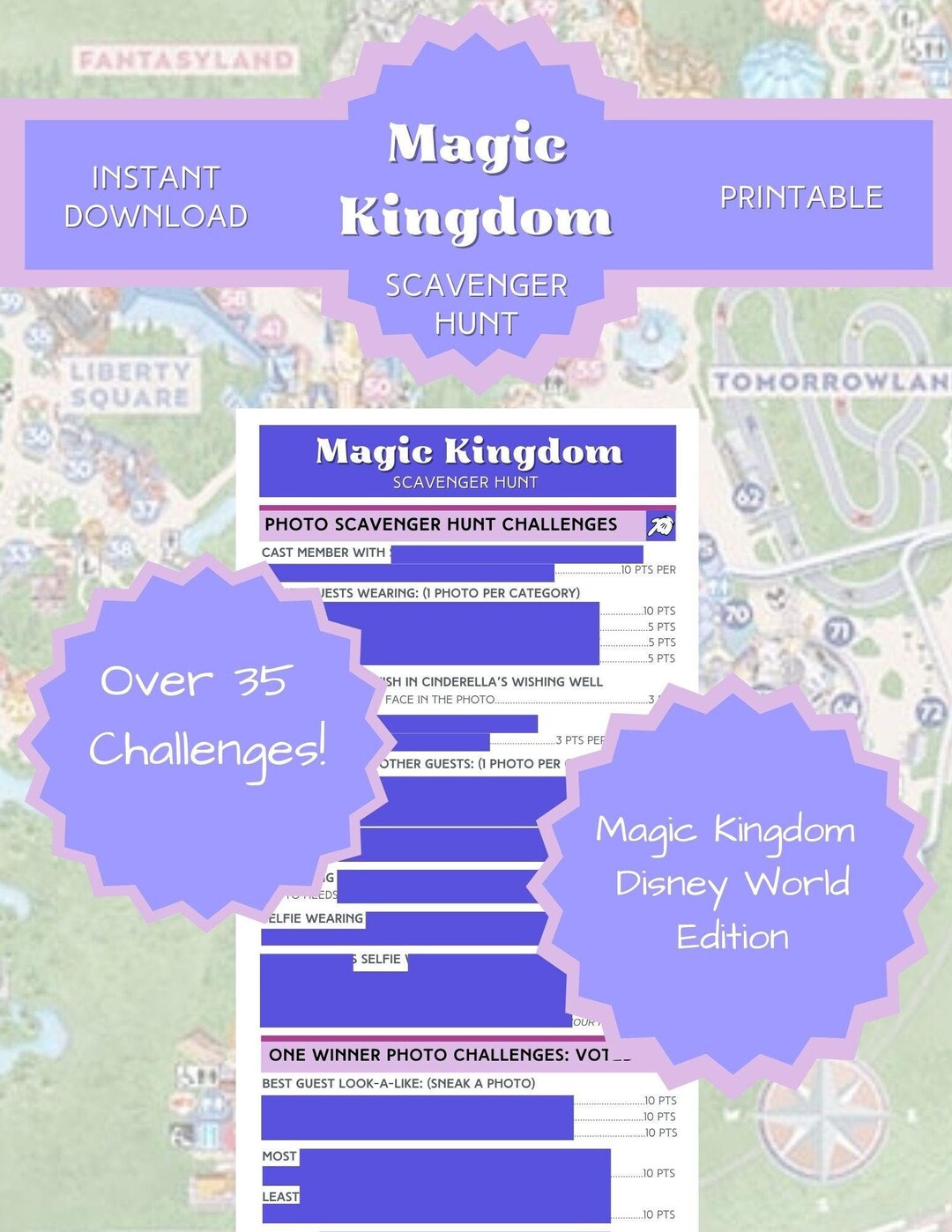 Walt Disney World Magic Kingdom Scavenger Hunt Photo Challenge / Disney ...
