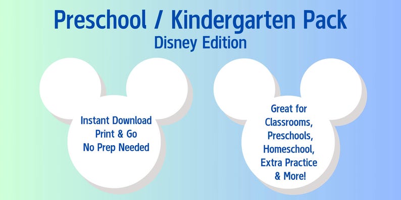 Disney Themed Preschool Pre-k Kindergarten Activity Learning Worksheets ...