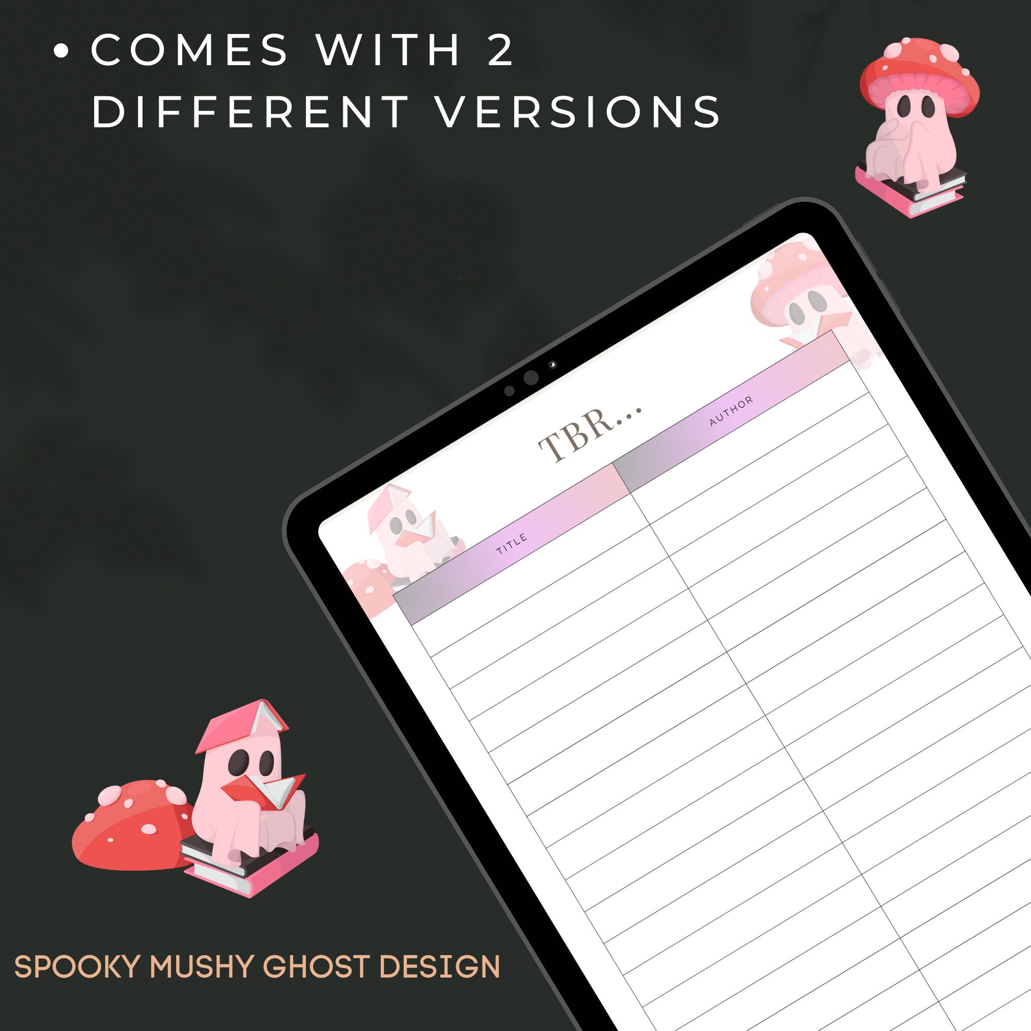 TBR List Tracker Cute Spooky Mushroom Ghost Digital Download - Etsy