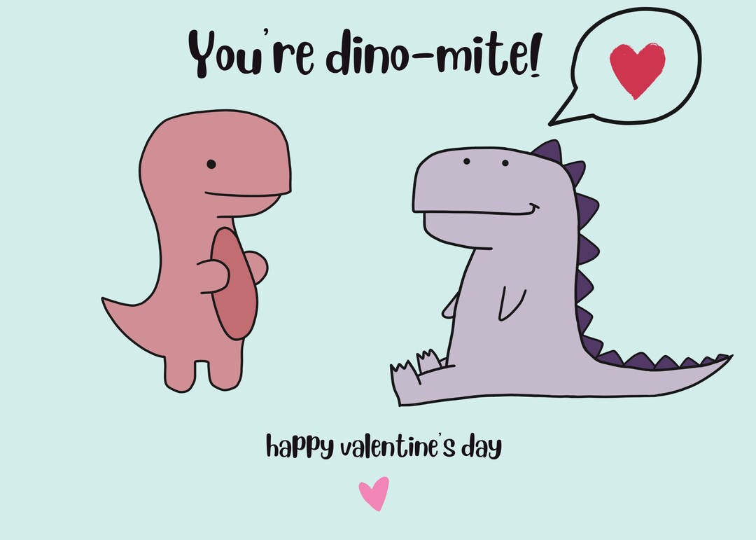 Cute Dinosaur Valentine's Day Cards - Etsy