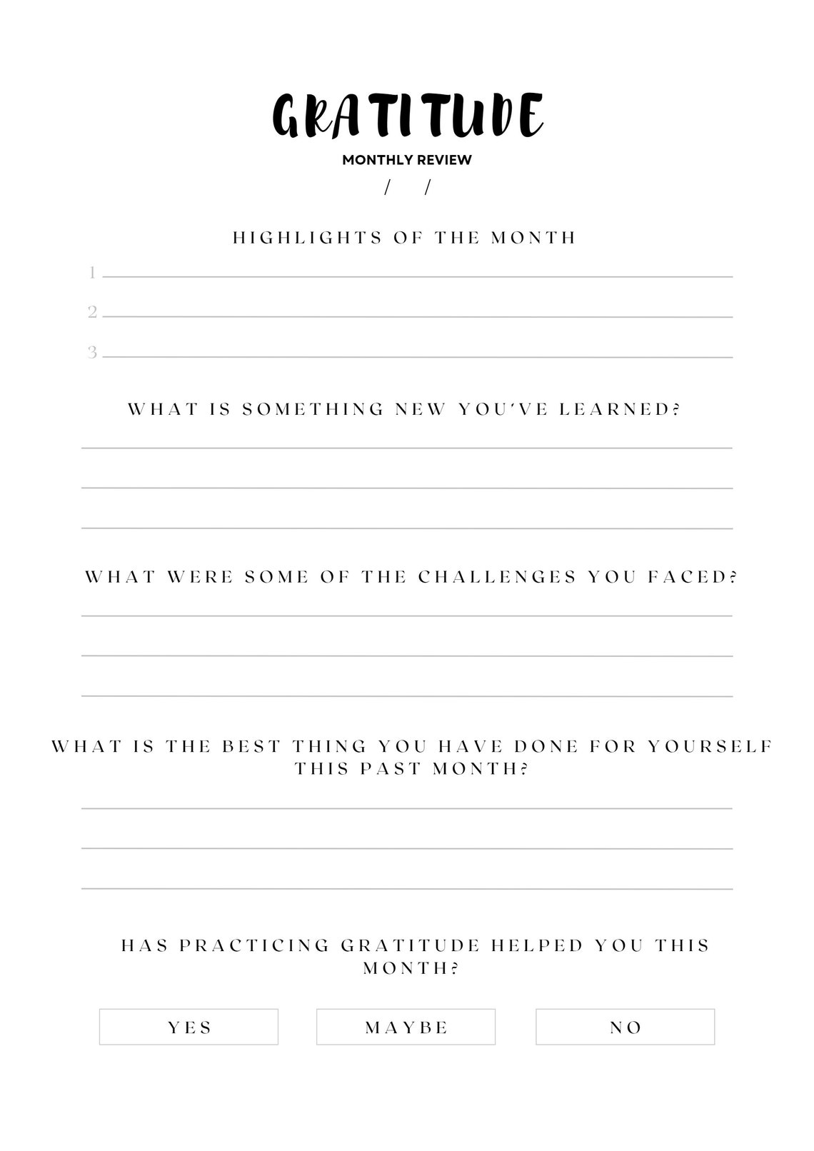 Gratitude Journal With Monthly and Daily Prompts and 50 Gratitude ...