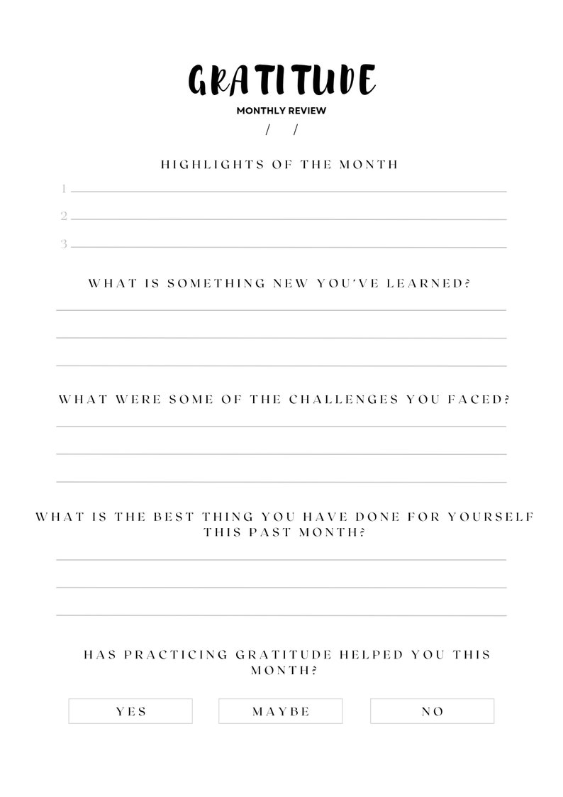 Gratitude Journal With Monthly and Daily Prompts and 50 Gratitude ...