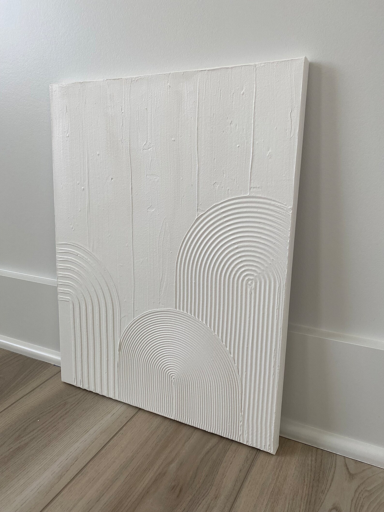 White Textured Arch Wall Art 3D Wall Art Plaster Art Textured Painting ...