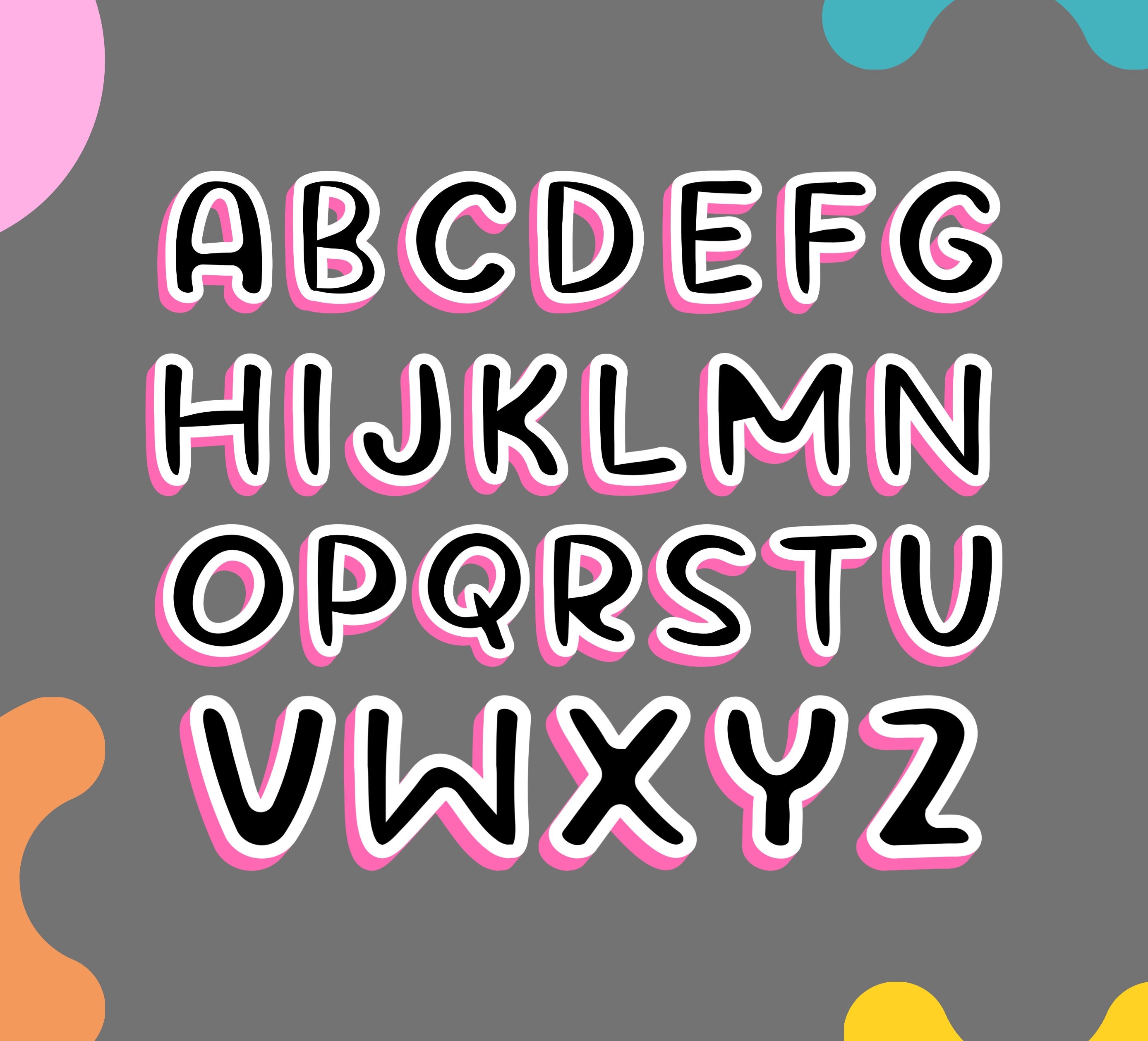 Alphabet Set With Clipart PNG Files Retro 3d Letters Name - Etsy Canada