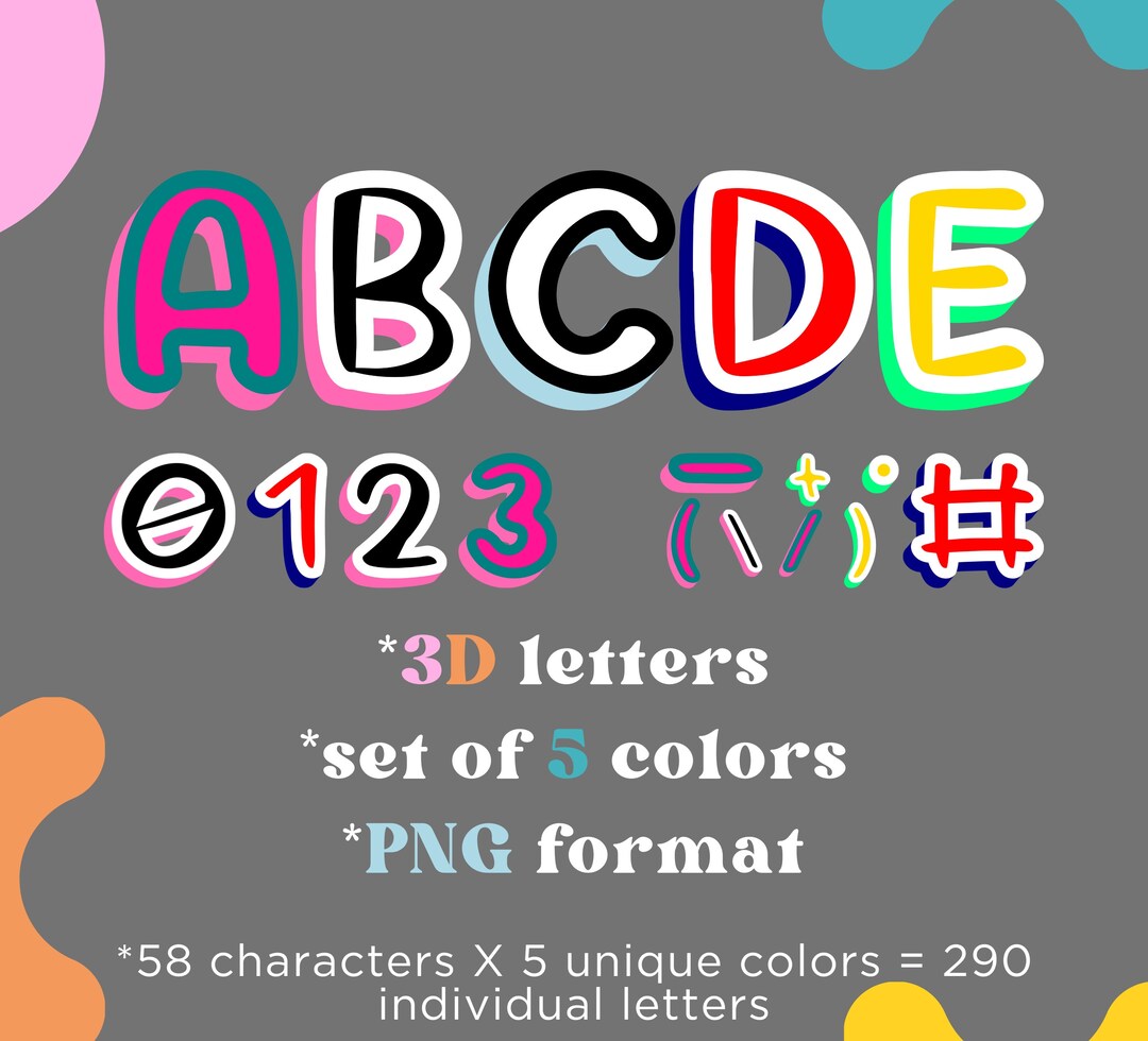 Alphabet Set With Clipart PNG Files Retro 3d Letters Name - Etsy Canada