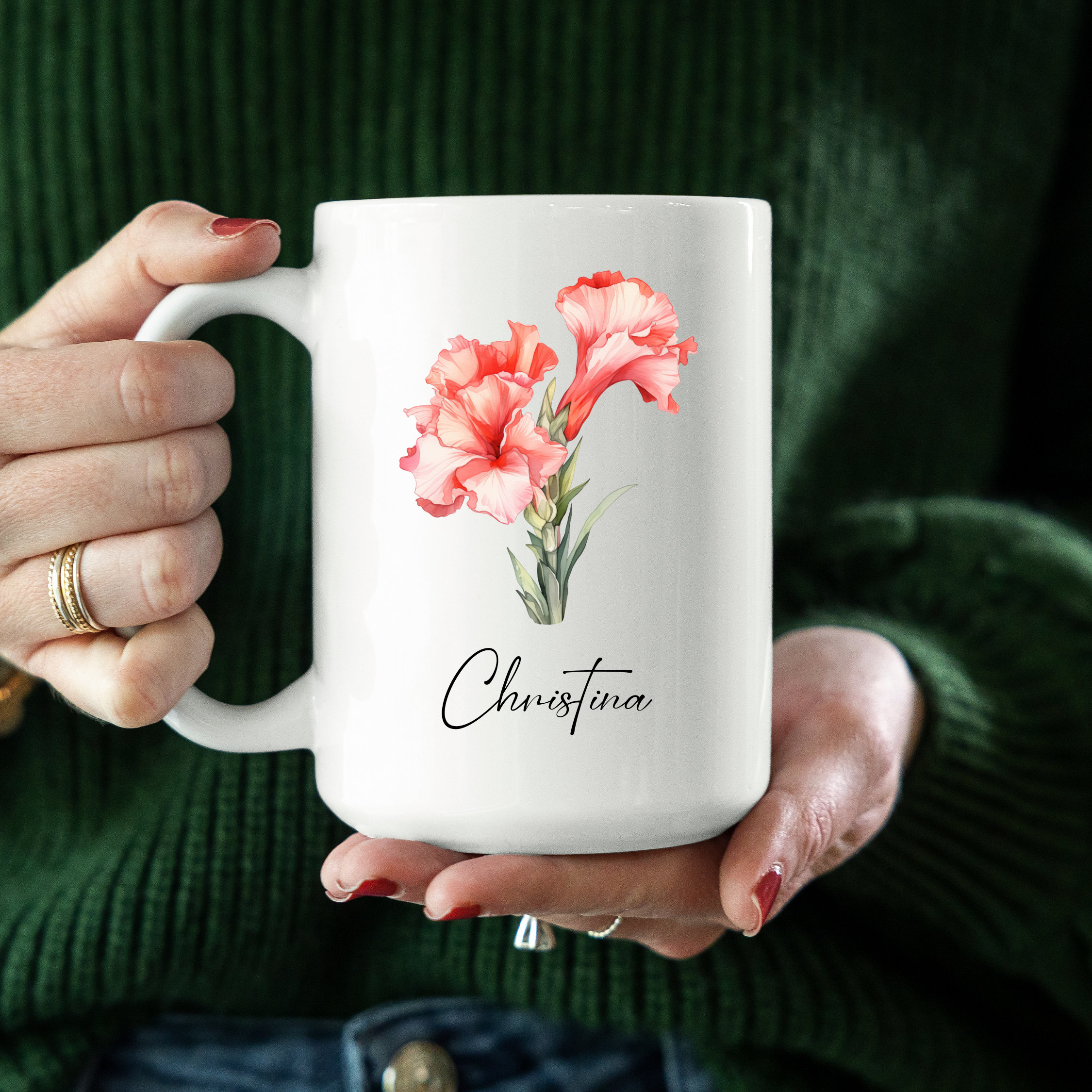 Custom Birth Flower Mug, Birth Flower Mug, Birth Flower Gift, Violet ...