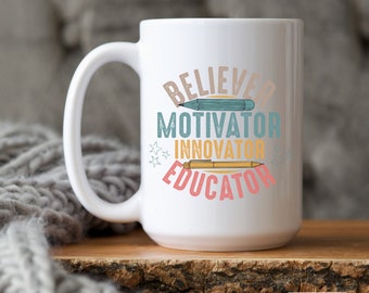 Teacher Mug, Teacher Cup, Retro Teacher Mug, Educator Gift, Teacher ...