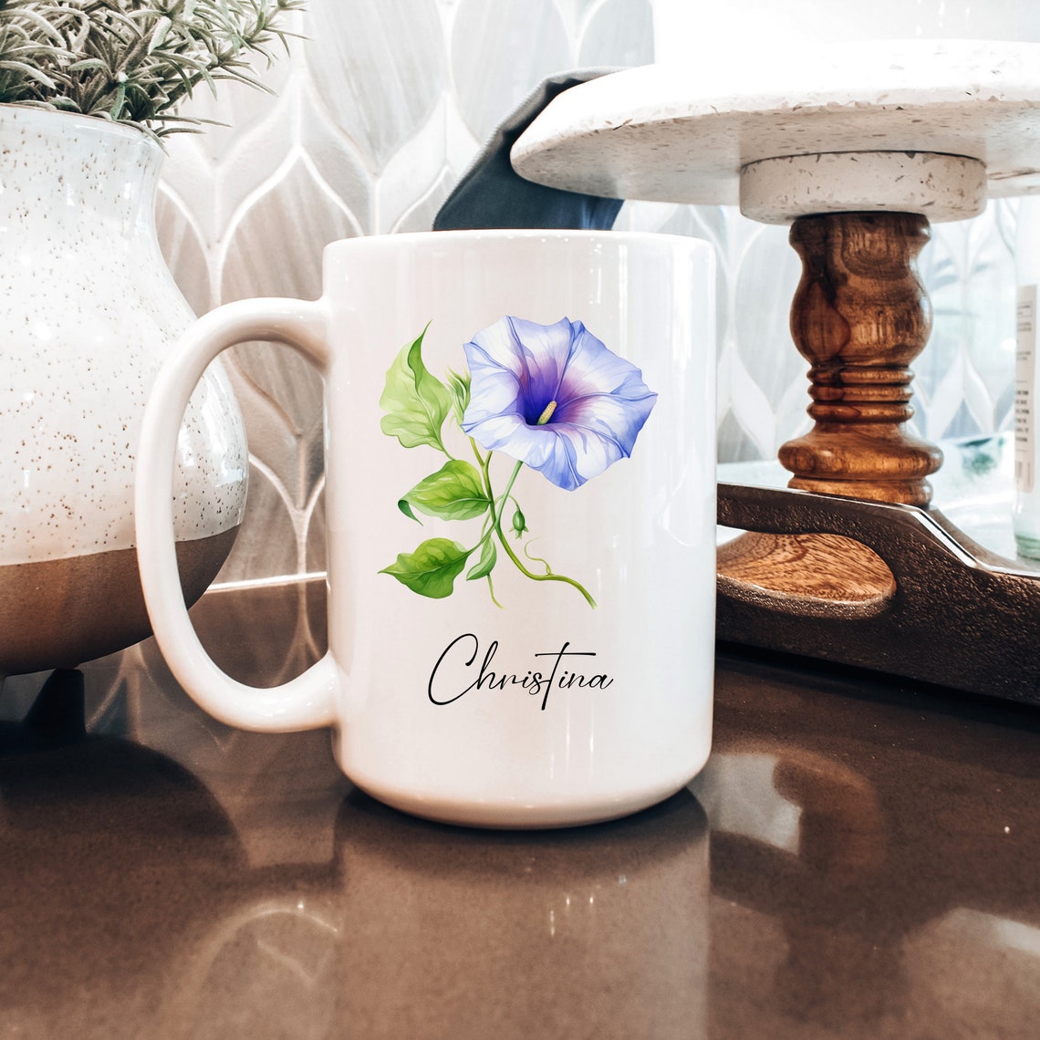 Custom Birth Flower Mug, Birth Flower Mug, Birth Flower Gift, Morning ...