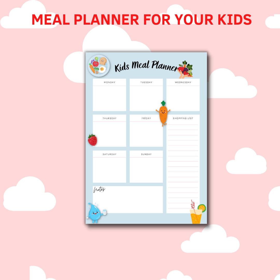 Printable Kid's Meal Planner Meal Tracker Food Journal - Etsy