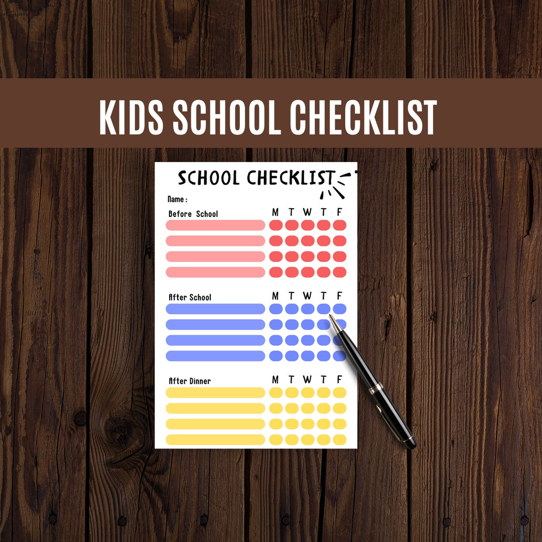 Printable Schoolday Checklist for Kids Kids Chore Chart Before School ...