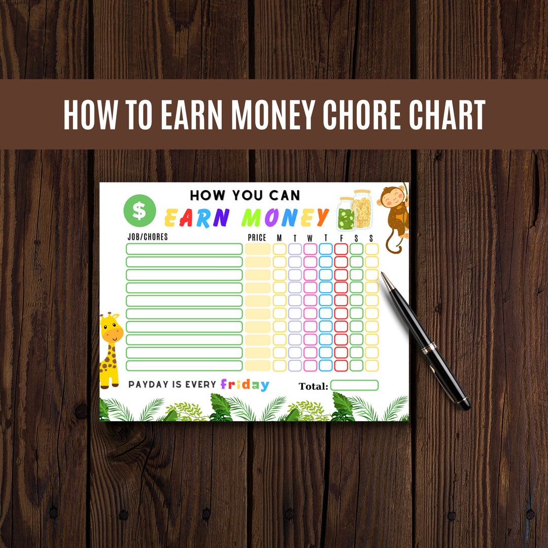 How to Earn Money Chore Chart Editable Allowance Chore Chart for Kids ...