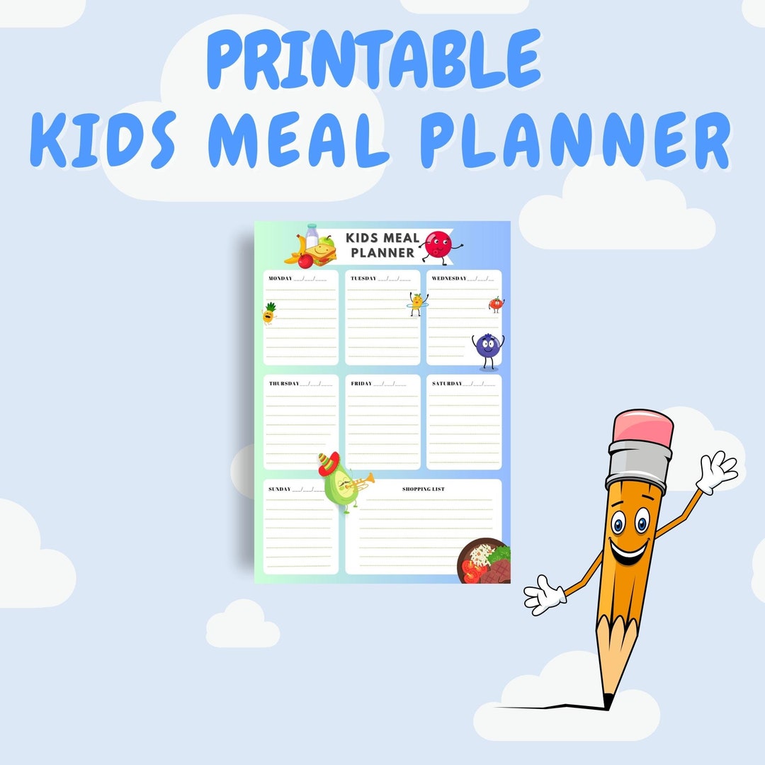 Printable Kid's Meal Planner Meal Tracker Food Journal - Etsy