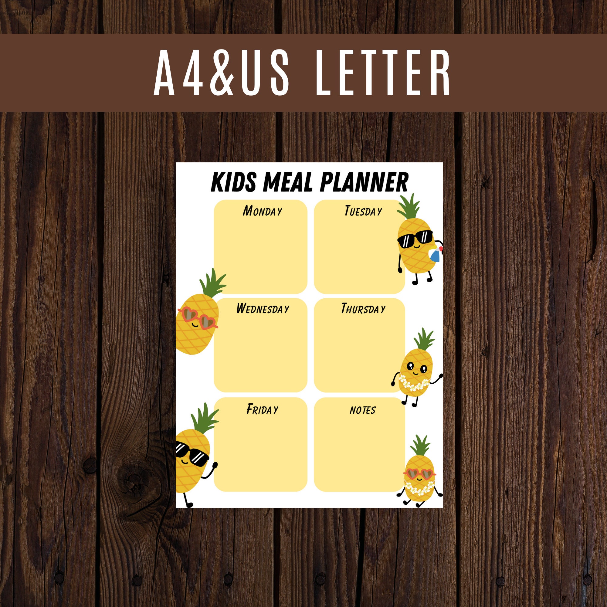 Printable Kid's Meal Planner Food Tracker for Kids Food - Etsy