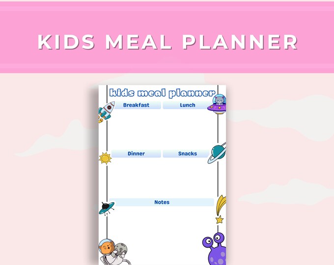 Printable Kid's Meal Planner, Meal Tracker, Food Journal, Menu Plan ...