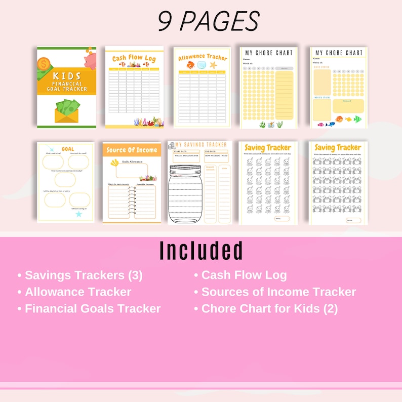 Savings Tracker for Kids Kids Printable Financial Planner - Etsy
