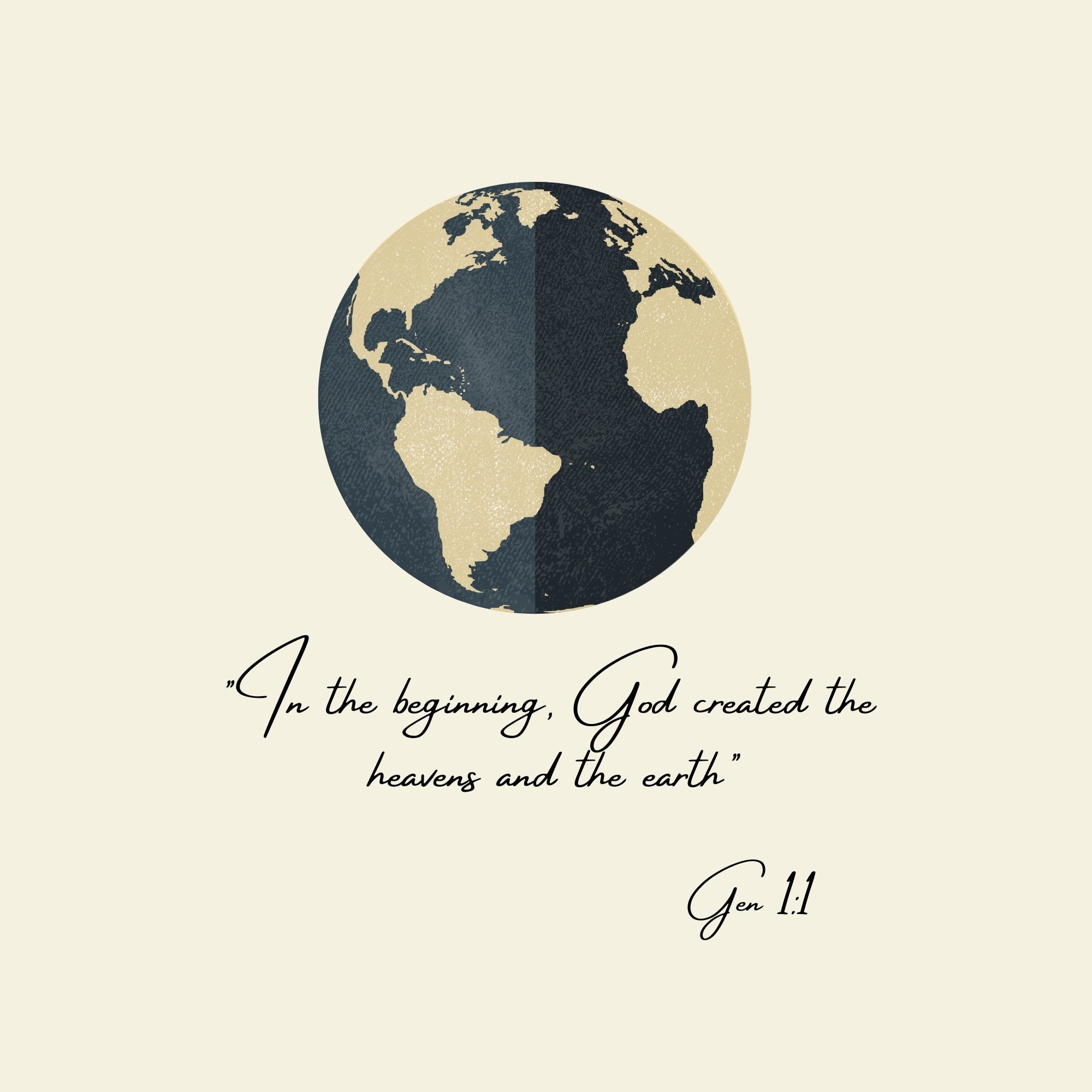 Genesis 1:1 "in the Beginning, Bible Verse Wall Art, Modern Christian ...