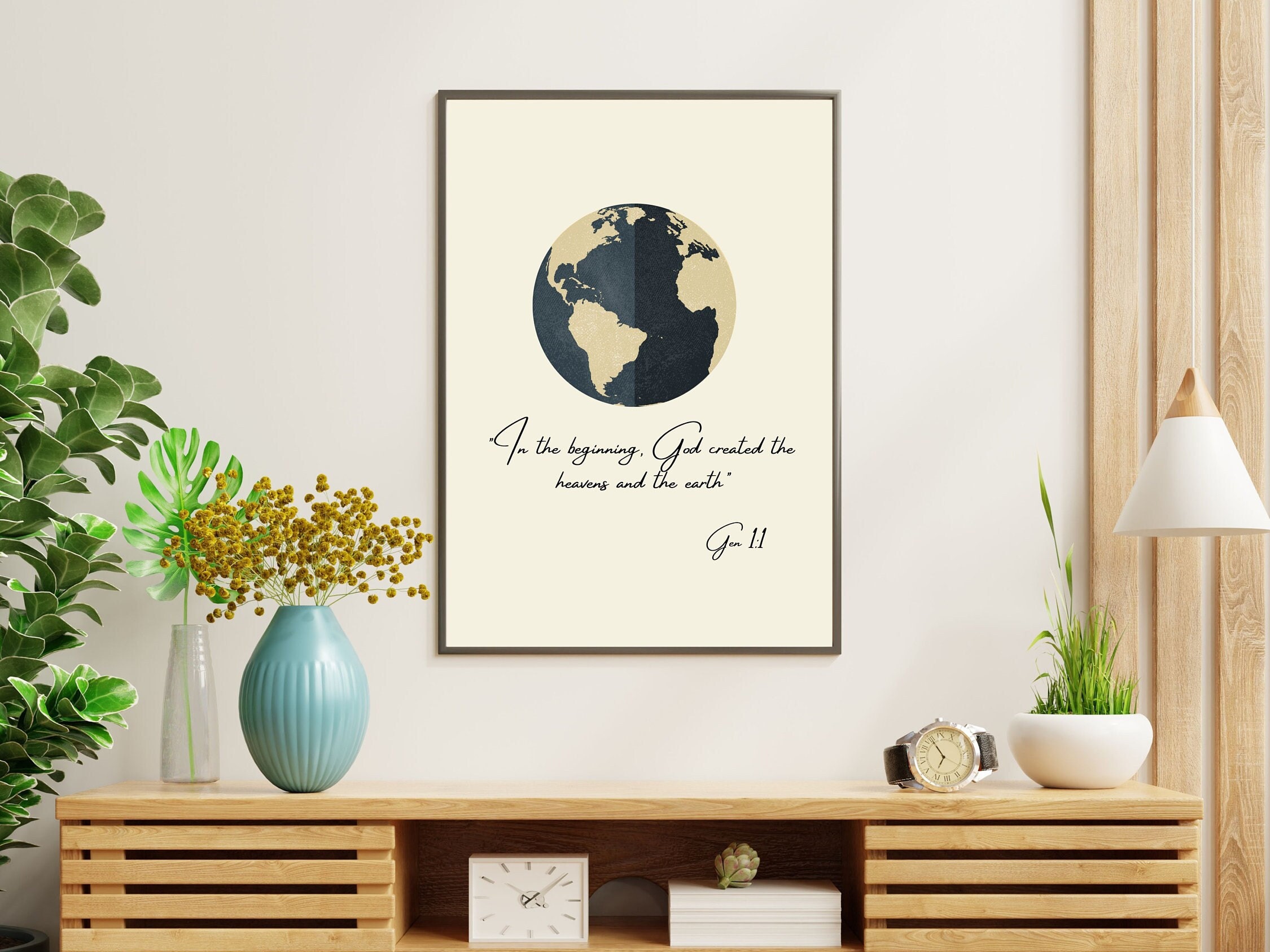 Genesis 1:1 "in the Beginning, Bible Verse Wall Art, Modern Christian ...