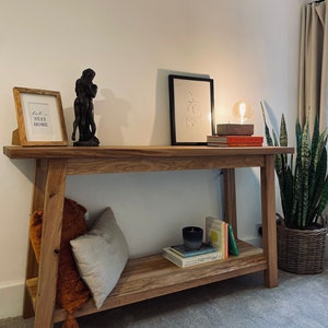 Solid Oak Console Table With Waney Edge Shelf | Hallway Table | Entryway Table | Rustic Table ...