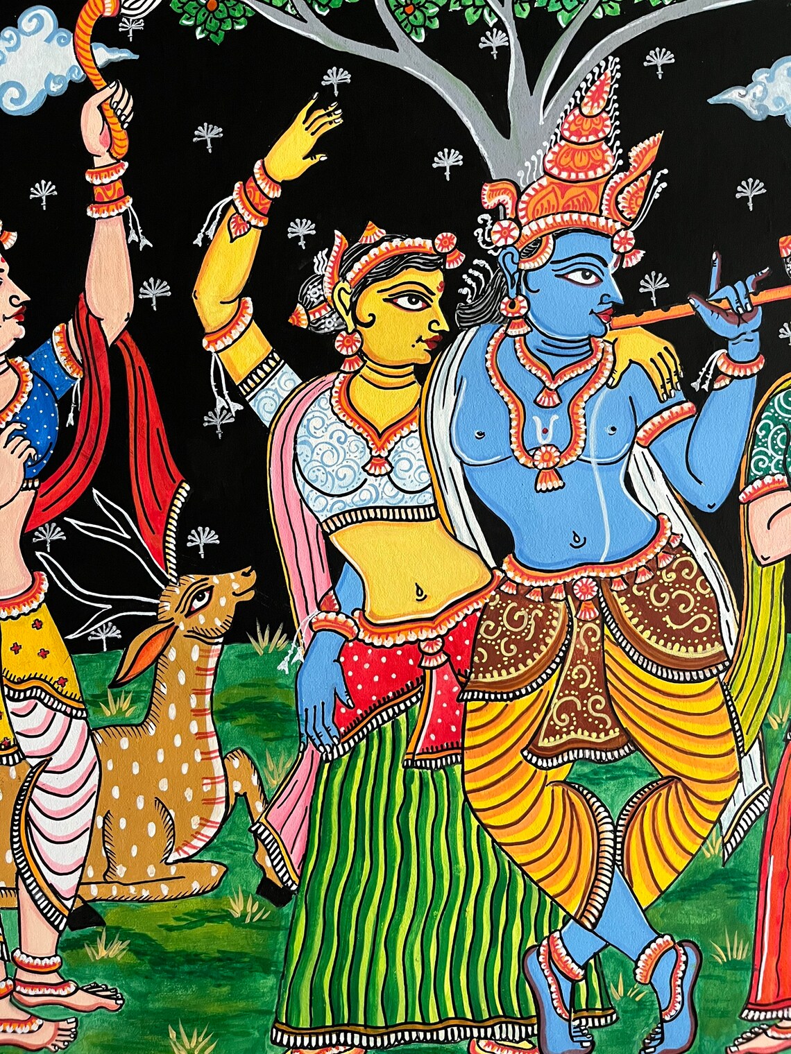 Hand Painted Lord Shri Krishna With Gopikas in Pattachitra Style. - Etsy