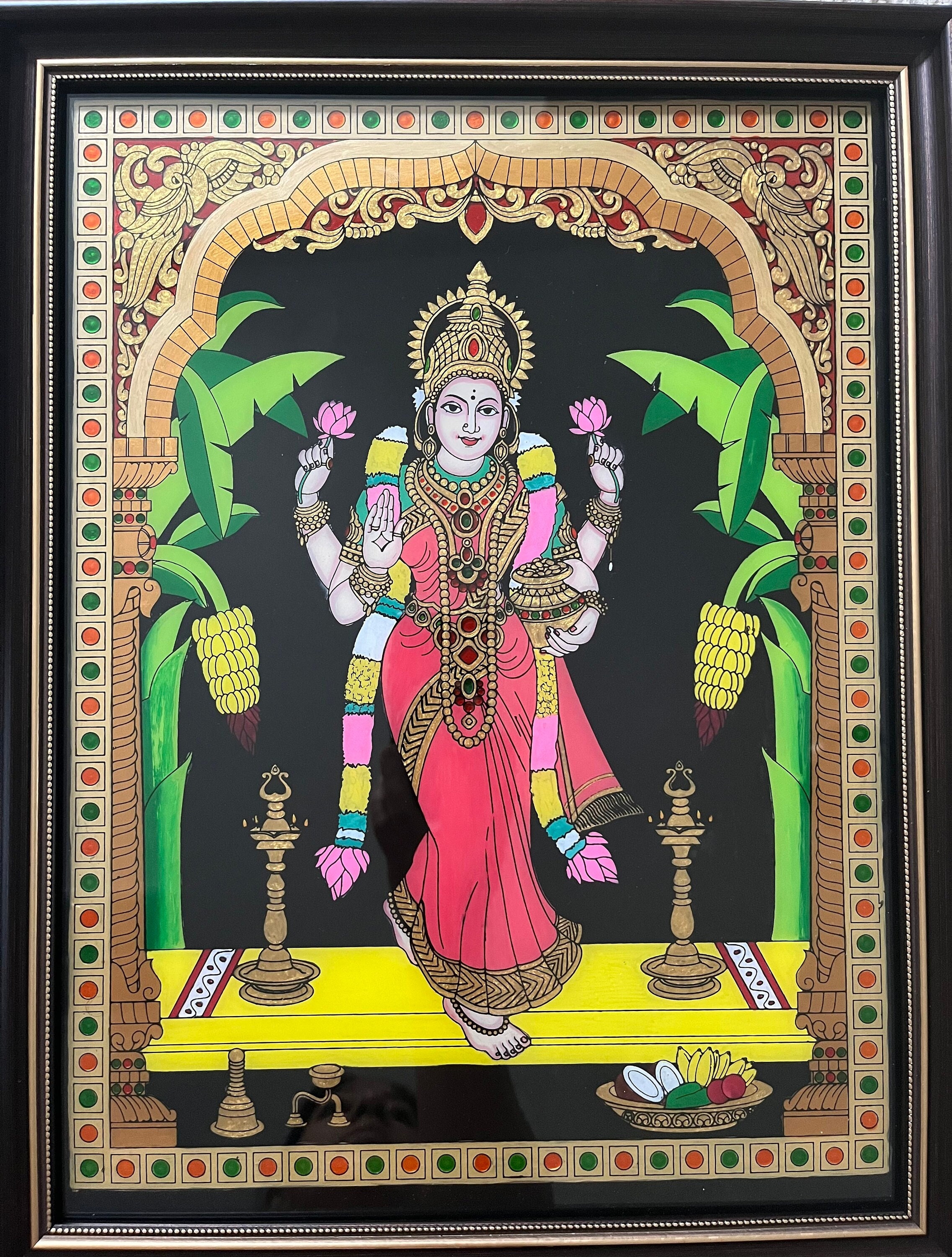 Laxmi Devi Tanjore Glass Painting - Etsy