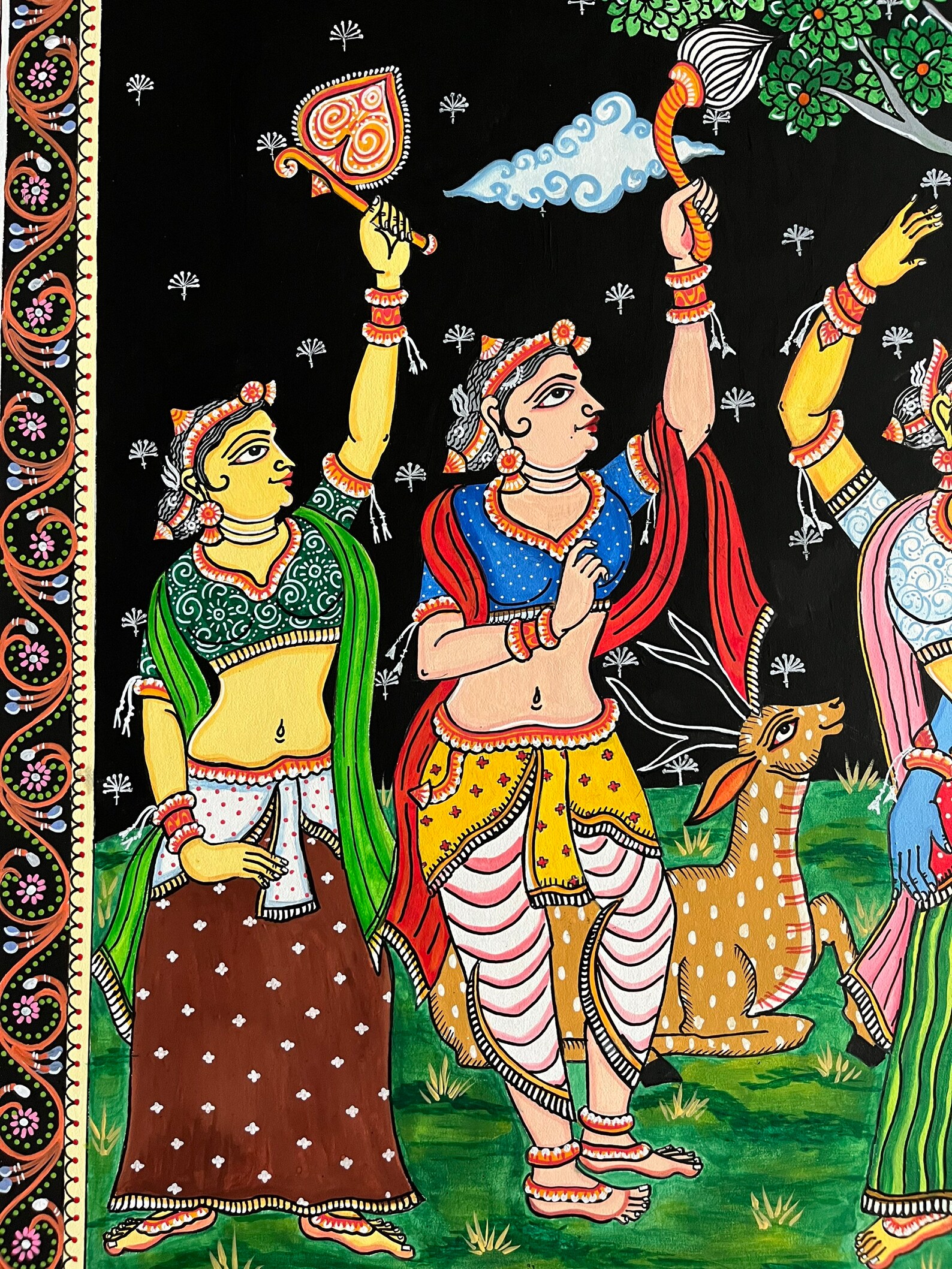 Hand Painted Lord Shri Krishna With Gopikas in Pattachitra Style. - Etsy