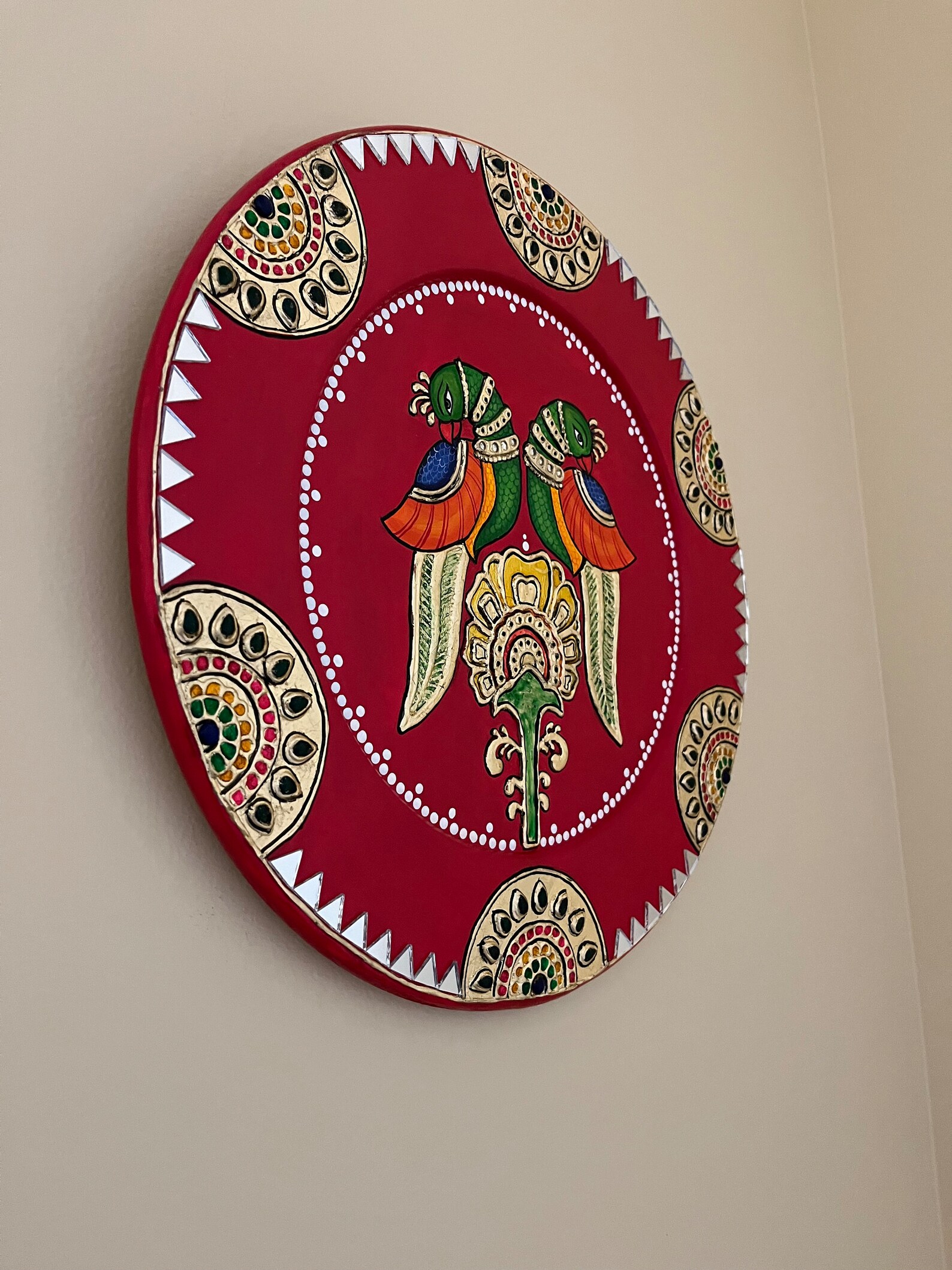 Tanjore Style Peacock Wall Decor Etsy