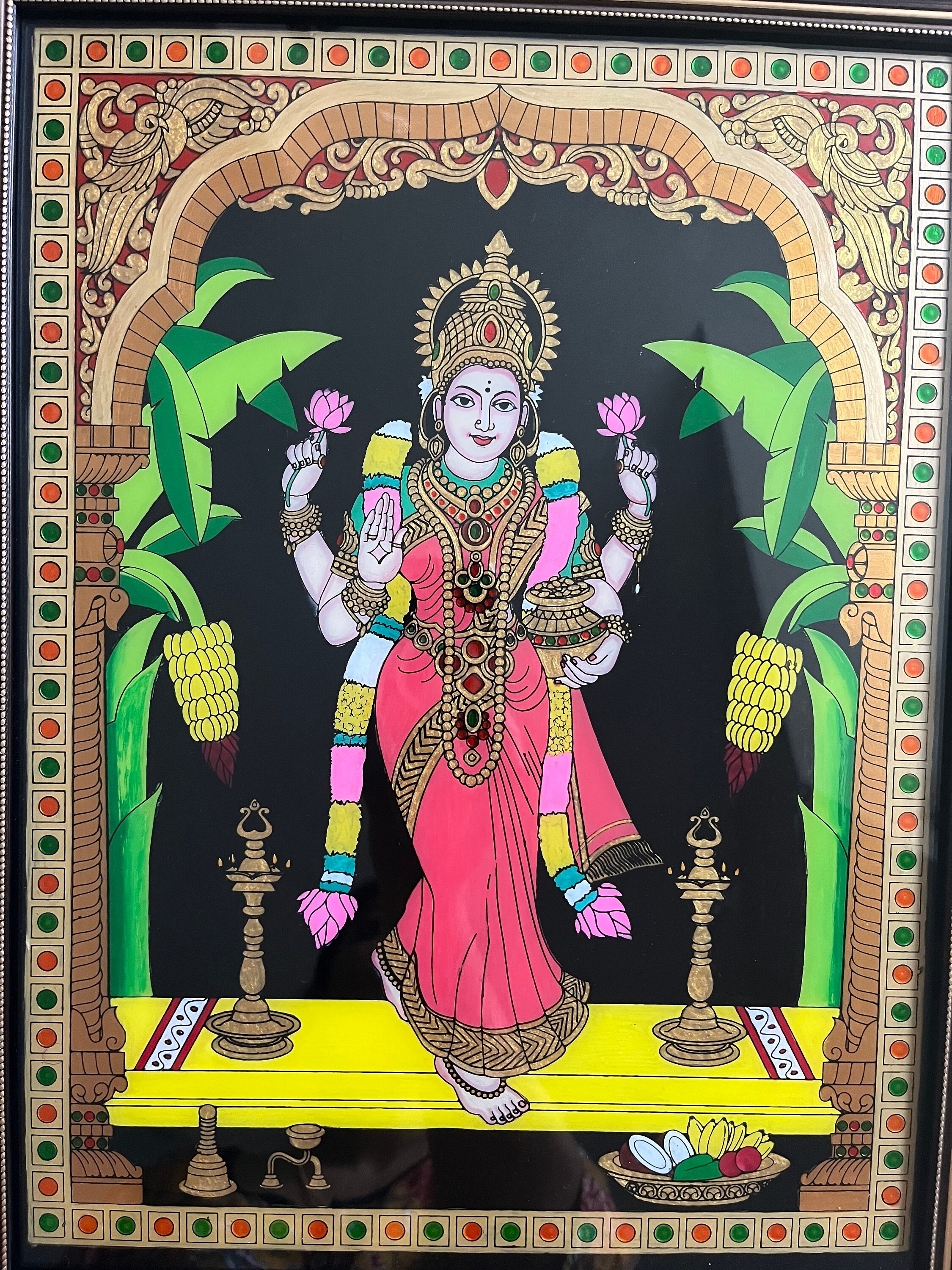 Laxmi Devi Tanjore Glass Painting - Etsy