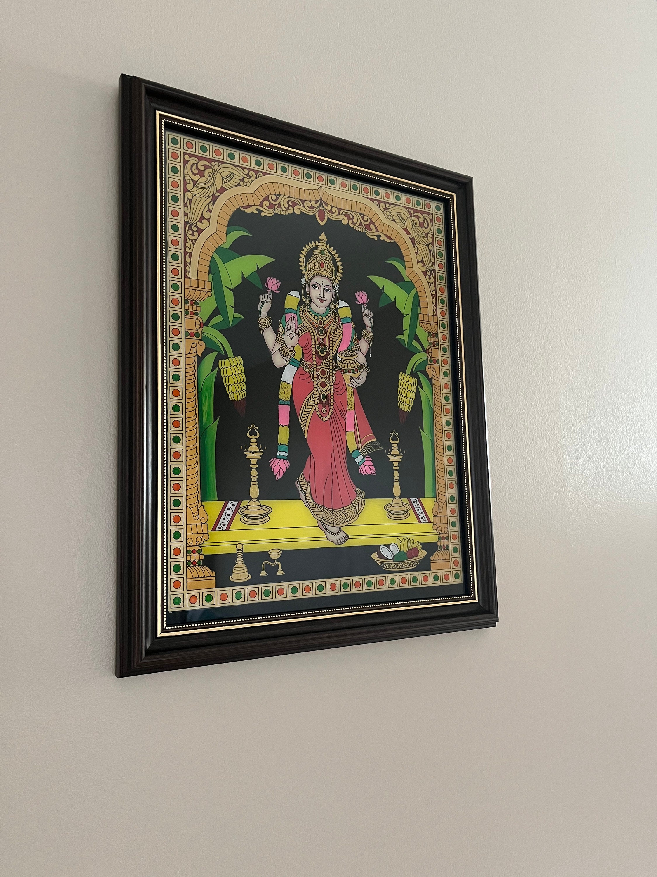 Laxmi Devi Tanjore Glass Painting - Etsy