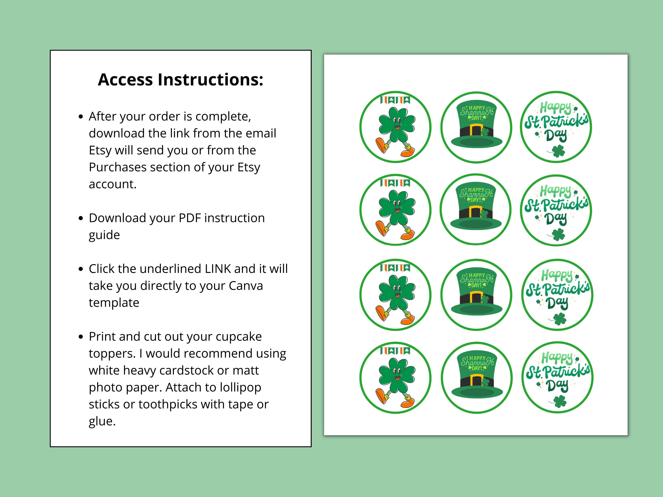 St. Patrick's Day Cupcake Toppers | Instant Download | Cupcake Topper ...