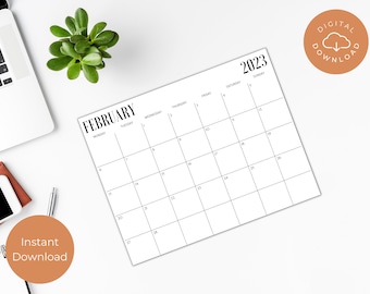 2023 Calendar Printable, Digital Monthly Planner, Minimalist Calendar ...