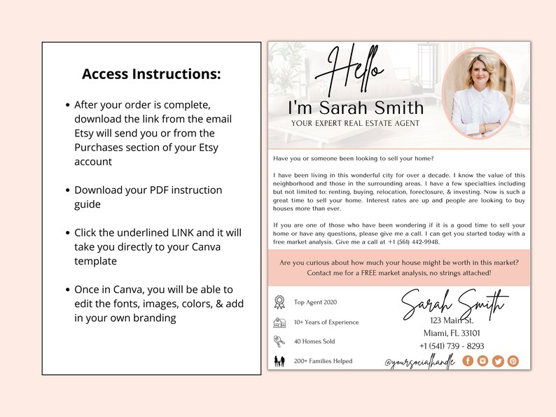 Modern Real Estate Agent Introduction Flyer: Canva Template (digital ...