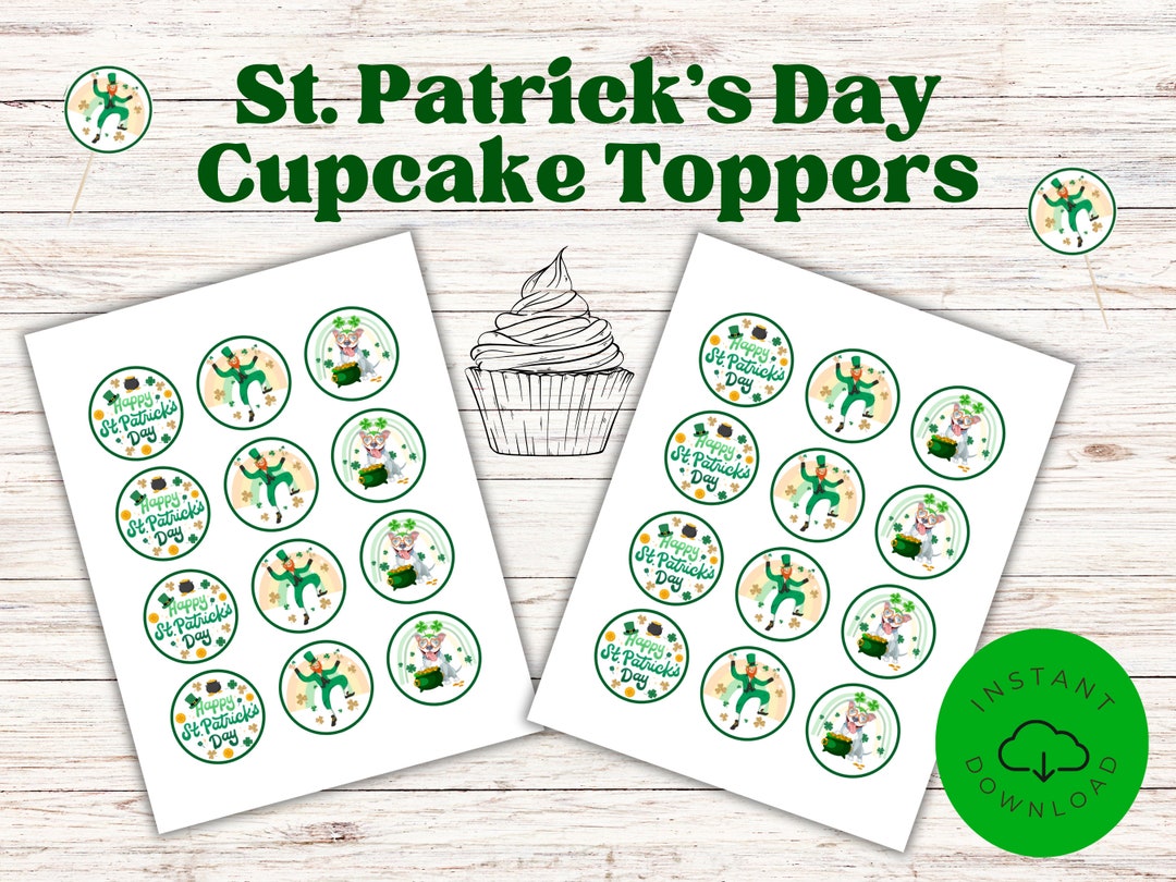 St. Patrick's Day Cupcake Toppers Instant Download Cupcake Topper ...