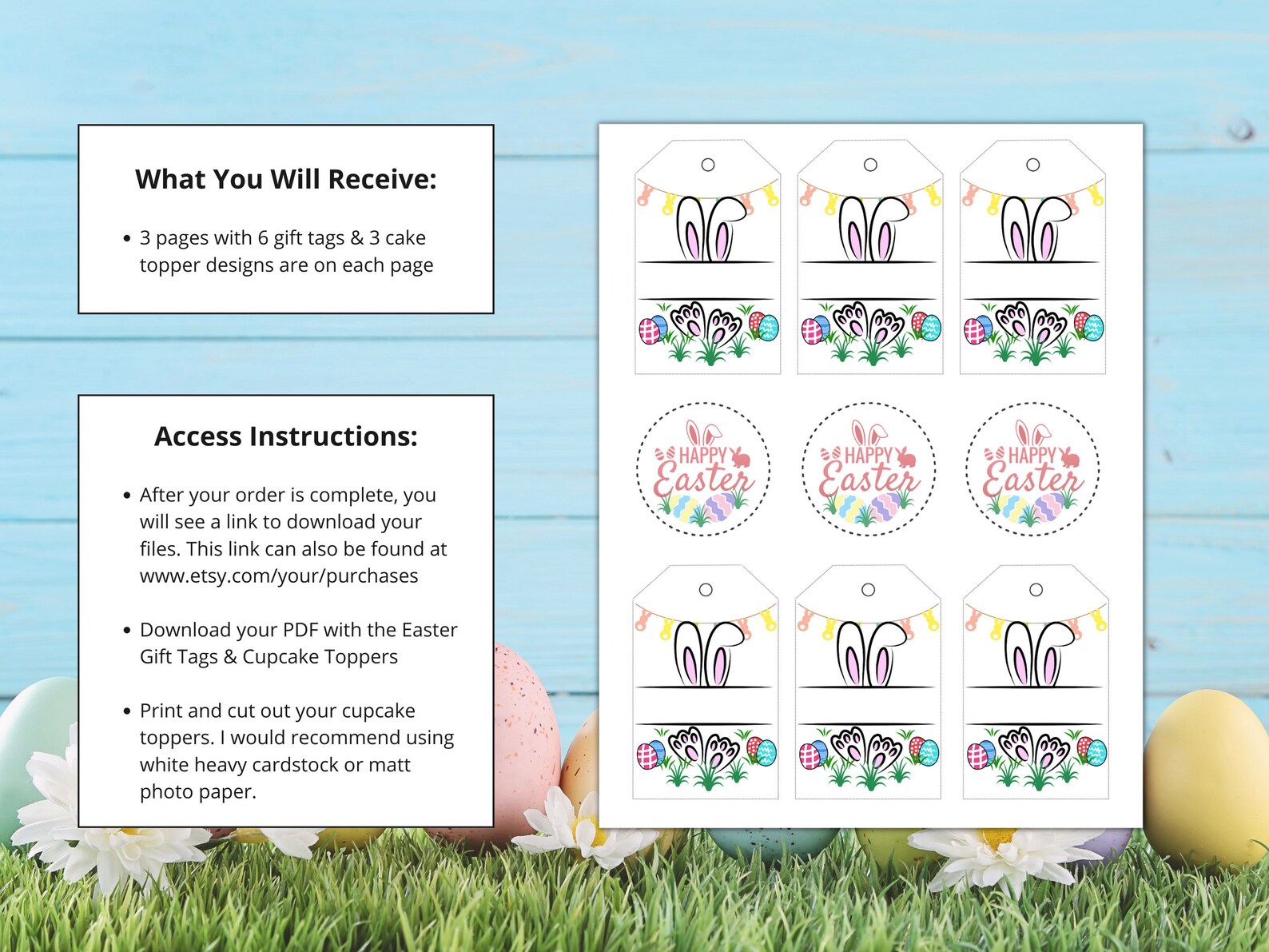 Easter Basket Tag Printable Easter Gift Tag Printable Easter Cupcake ...