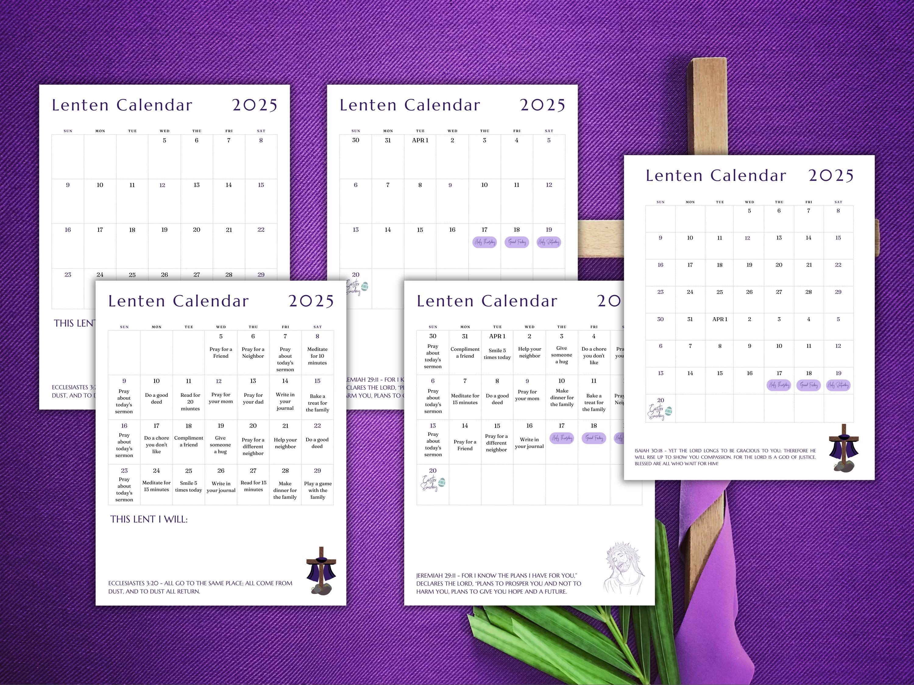 Lenten Calendar 2025 | Printable Lenten Prayer Calendar | Easter Countdown | Customizable Lenten ...