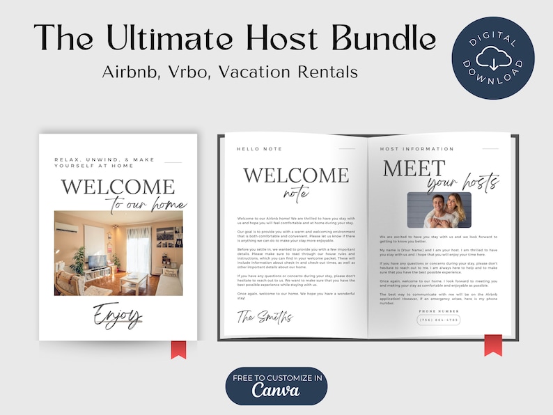 Airbnb Welcome Book Template: Vacation Rental Host Bundle (canva) - Etsy