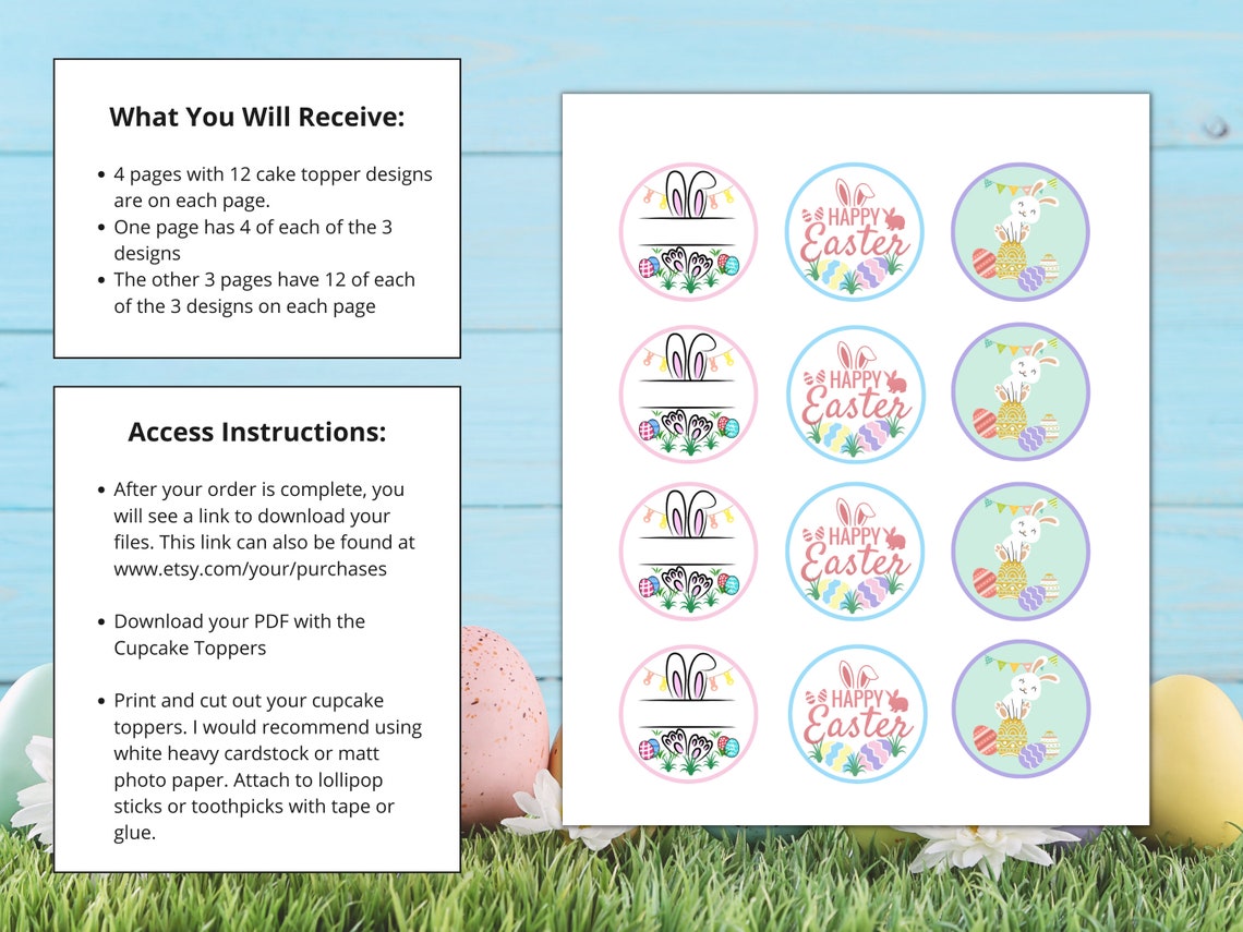Printable Easter Cupcake Toppers Easter Theme Party Favor Easter Gift ...