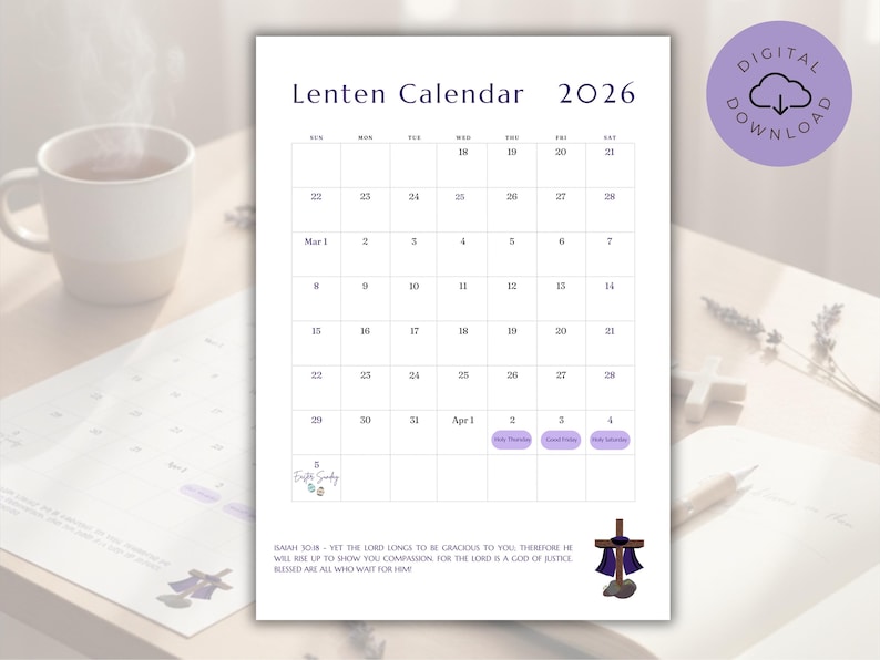 2026 Lent Calendar Printable | Lenten Prayer & Reflection Challenge ...