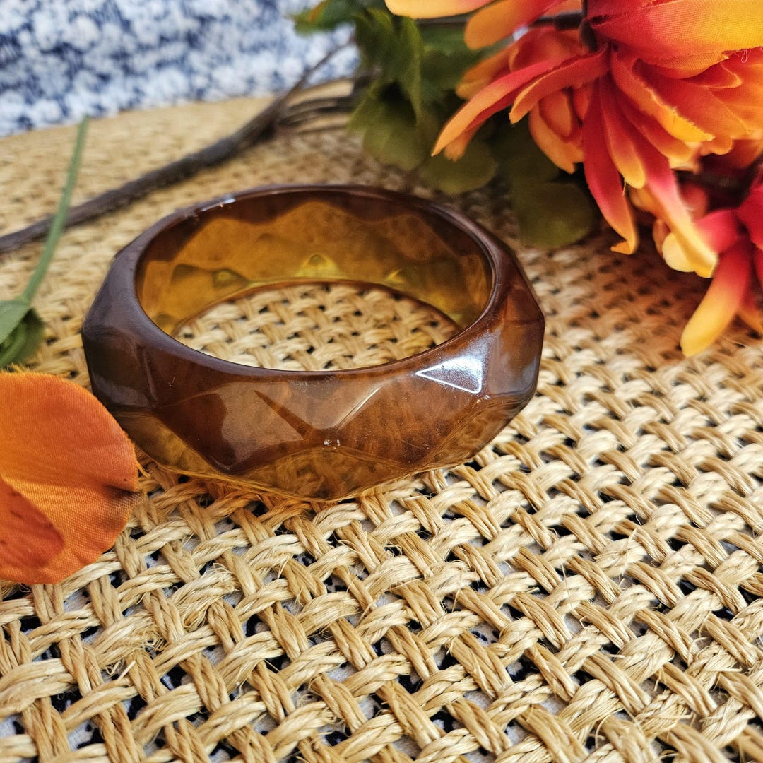 Vintage Bakelite Root Beer Brown Chunky Bangle Bracelet - Etsy