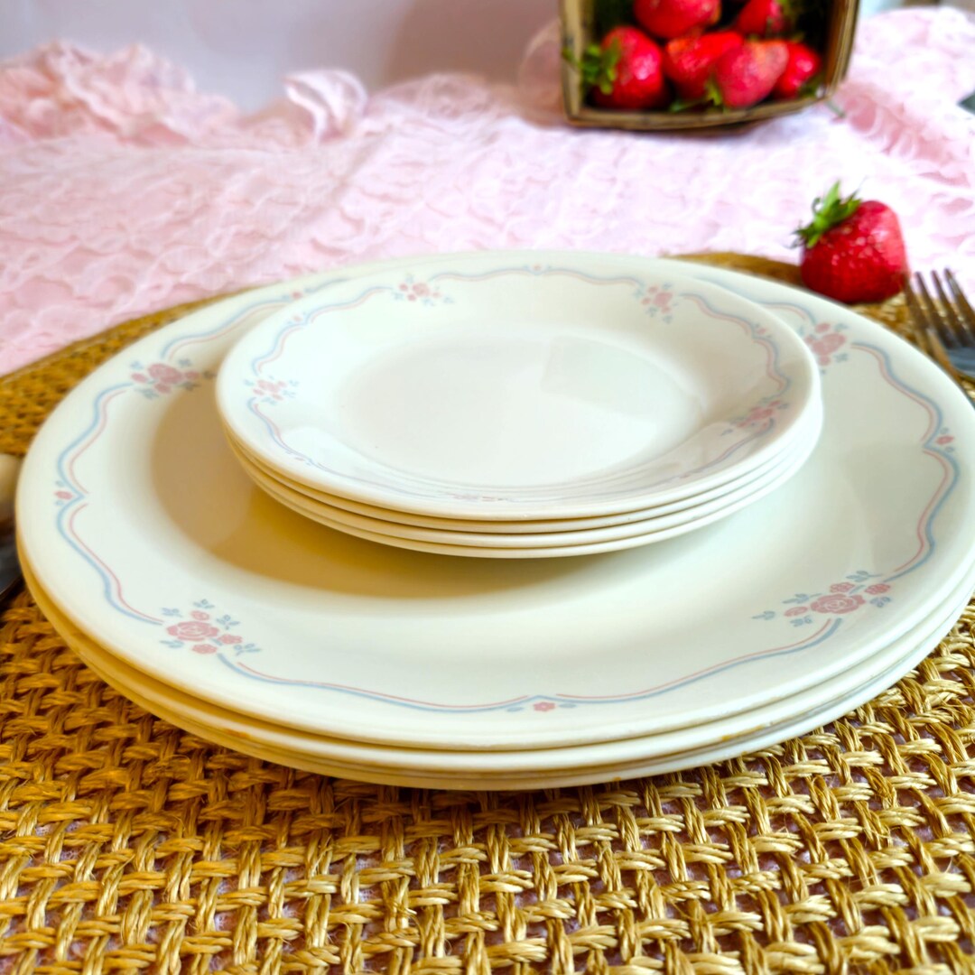 Corning Corelle English Breakfast Pattern Set of 8| 4 Dinner Plates, 4 ...
