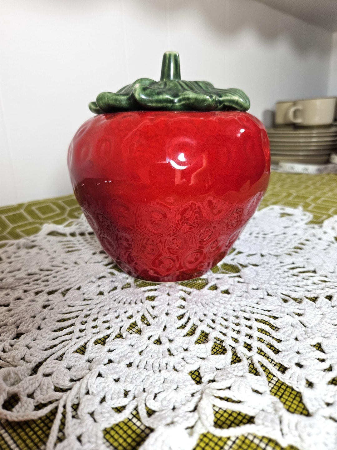 Cottagecore Vintage Strawberry Ceramic Jar Adorable Fruit-shaped ...