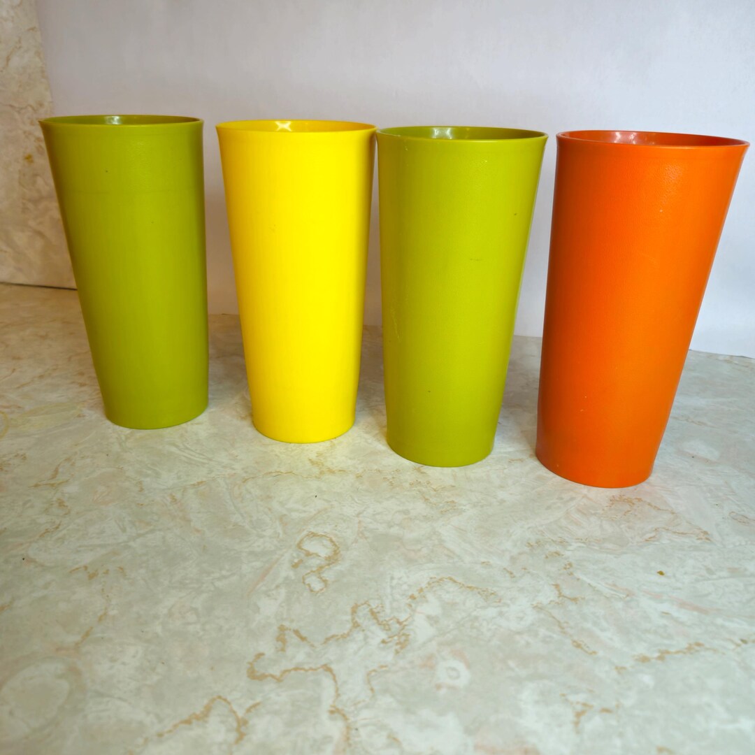 Vintage 70s Classic Tupperware Plastic Tumblers Set of 4, Yellow ...