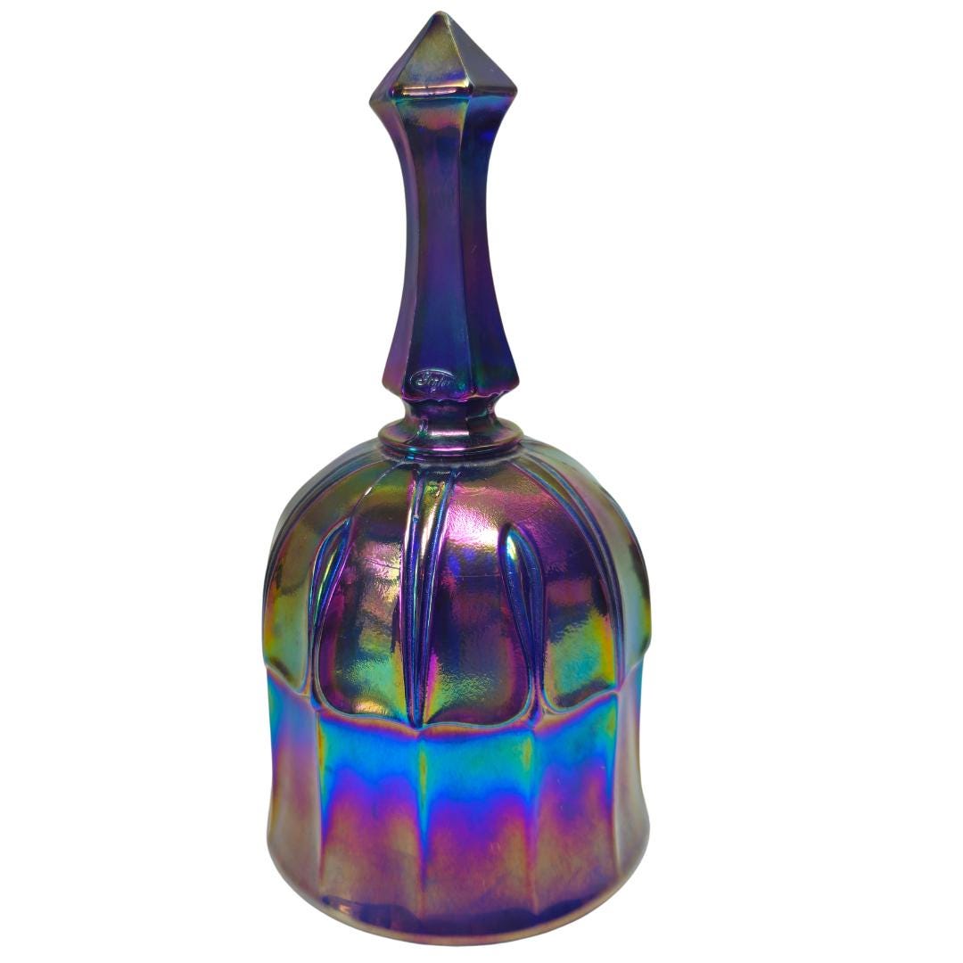 Fenton Carnival Glass Bell: 1980s Iridescent Purple Cobalt Decor - Etsy