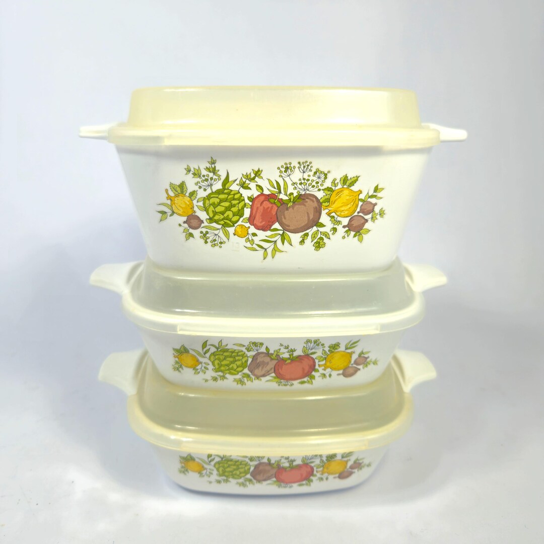 Vintage MCM Corning Ware Spice of Life Mini Food Storage Dishes Set of ...
